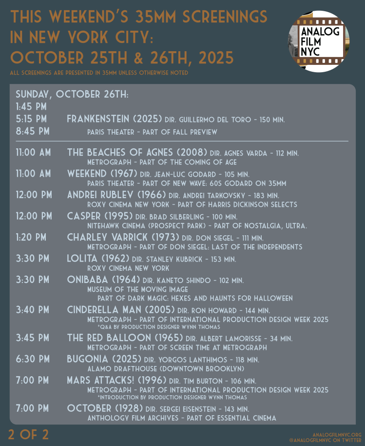 October 25th & 26th, 2025 – Analog Film NYC