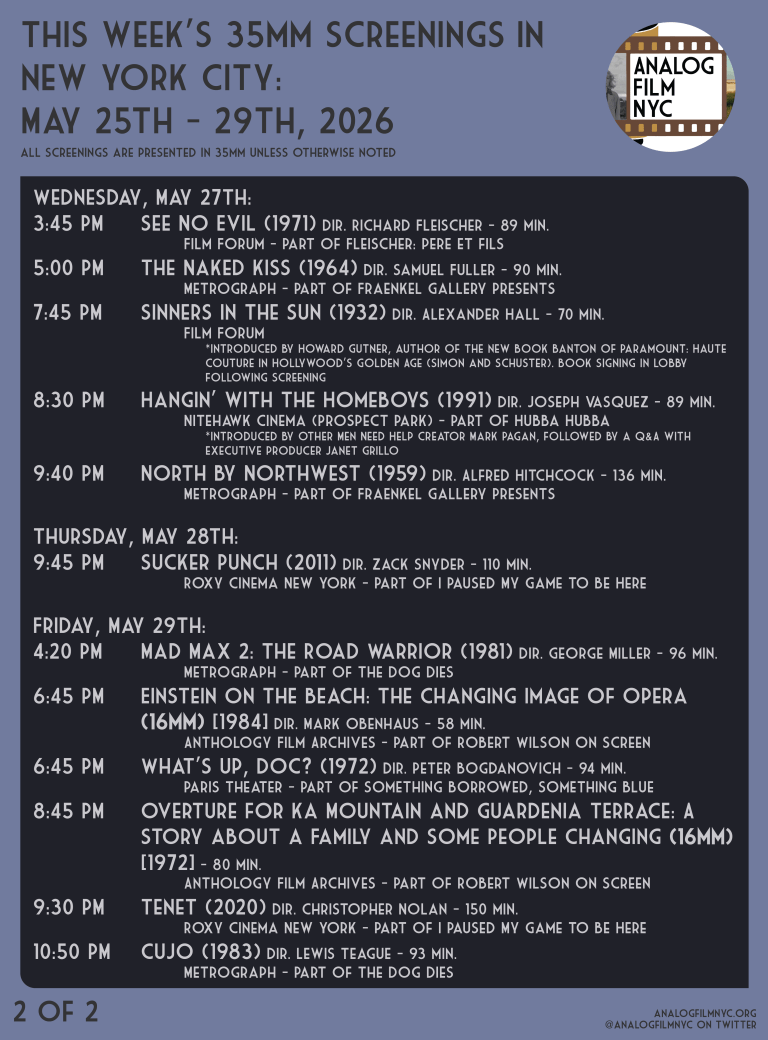 May 25th – 29th, 2026 – Analog Film NYC